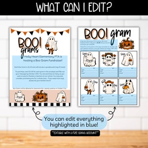PTA PTO Boo Gram Fundraiser Flyer Template, School Fundraiser Ideas ...