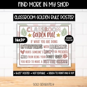 Pastel Rainbow Classroom Golden Rule Poster, Kindergarten Class Rules ...