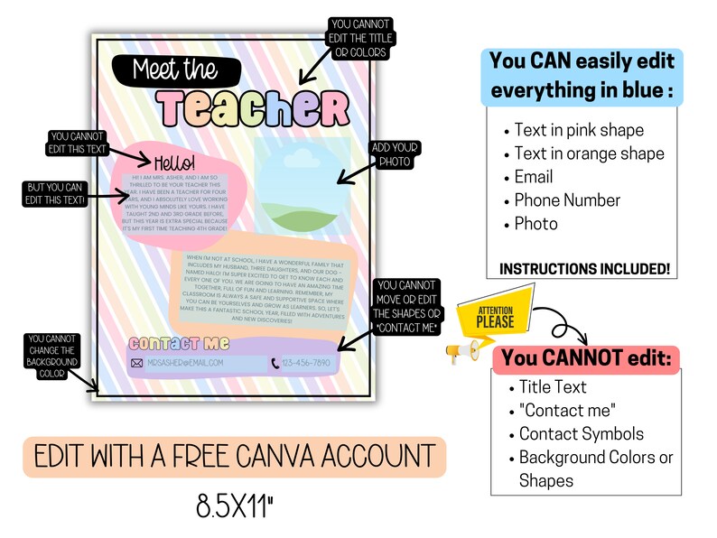 Meet the Teacher Flyer Editable Template, Classroom Open House, Meet ...