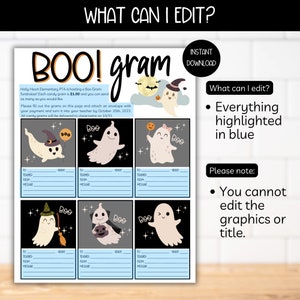 PTA PTO Boo Gram Fundraiser Flyer Template, School Fundraiser Ideas ...
