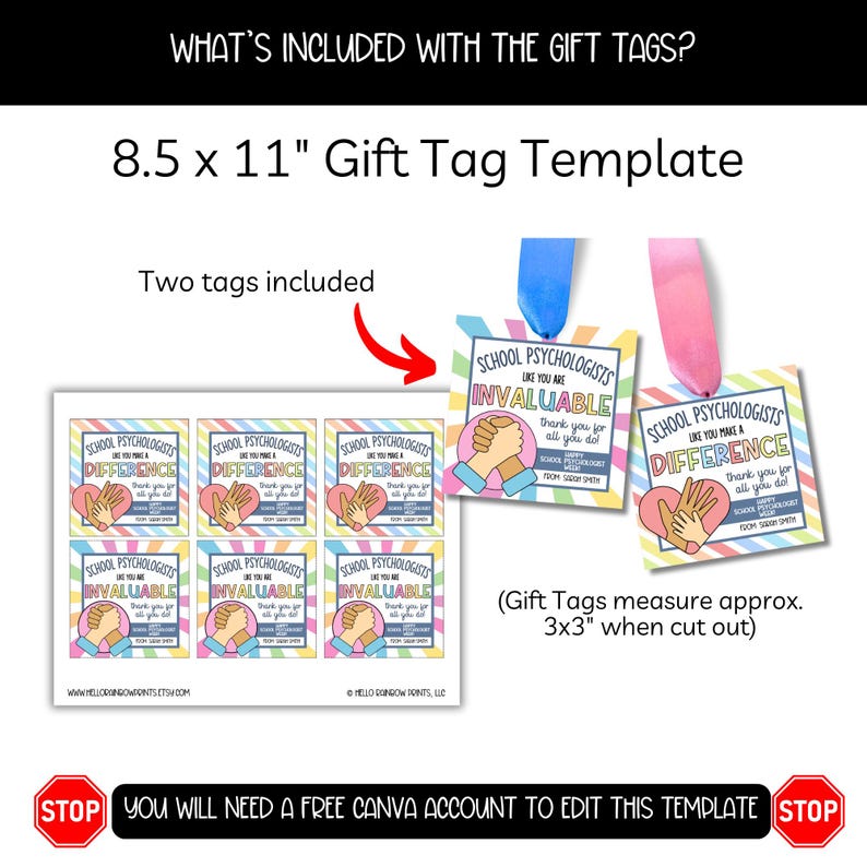 School Psychology Week Appreciation Gift Tag Banner Bundle, School ...