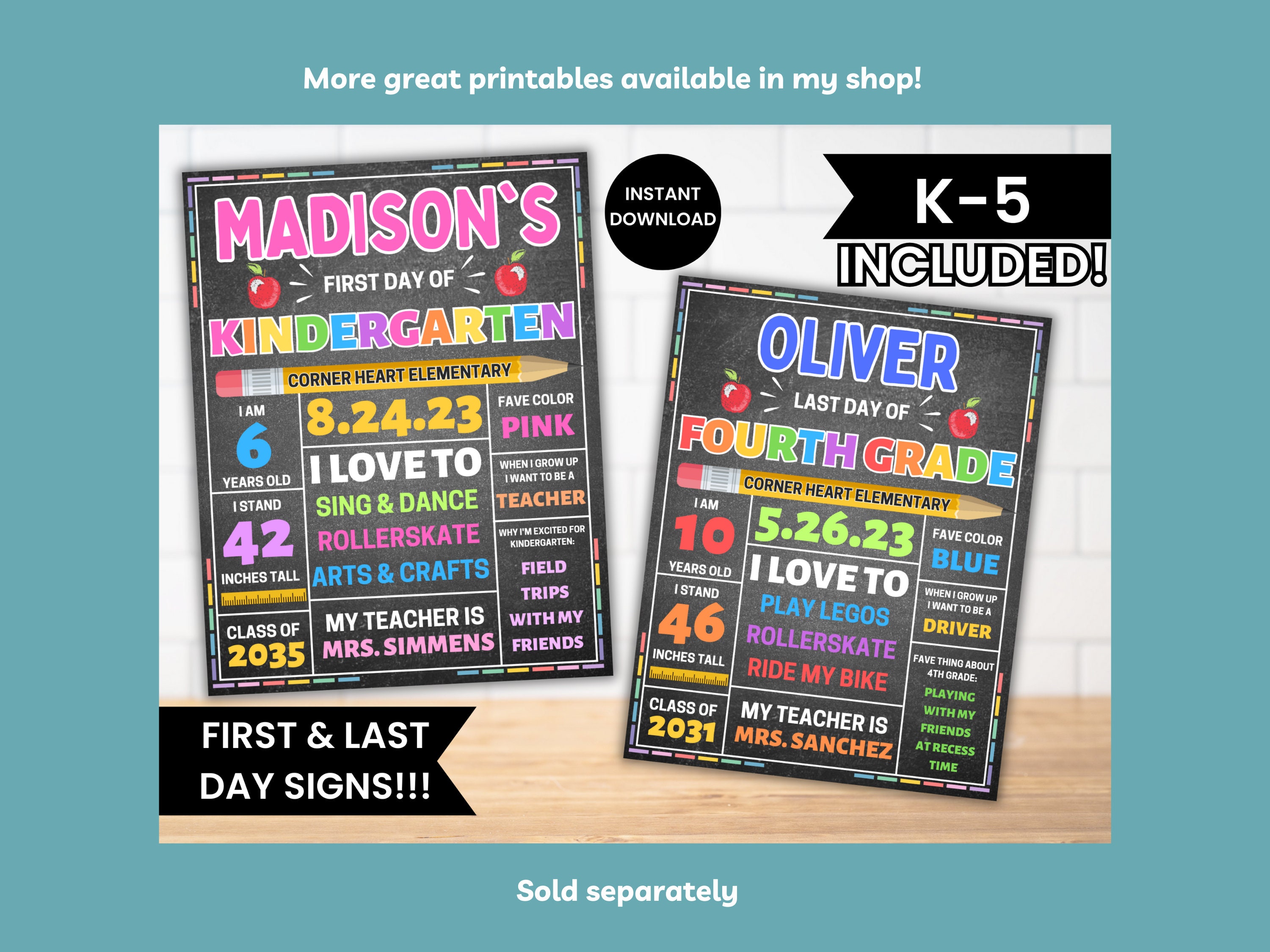 First Day of School Countdown for Kids Printable PDF - Etsy