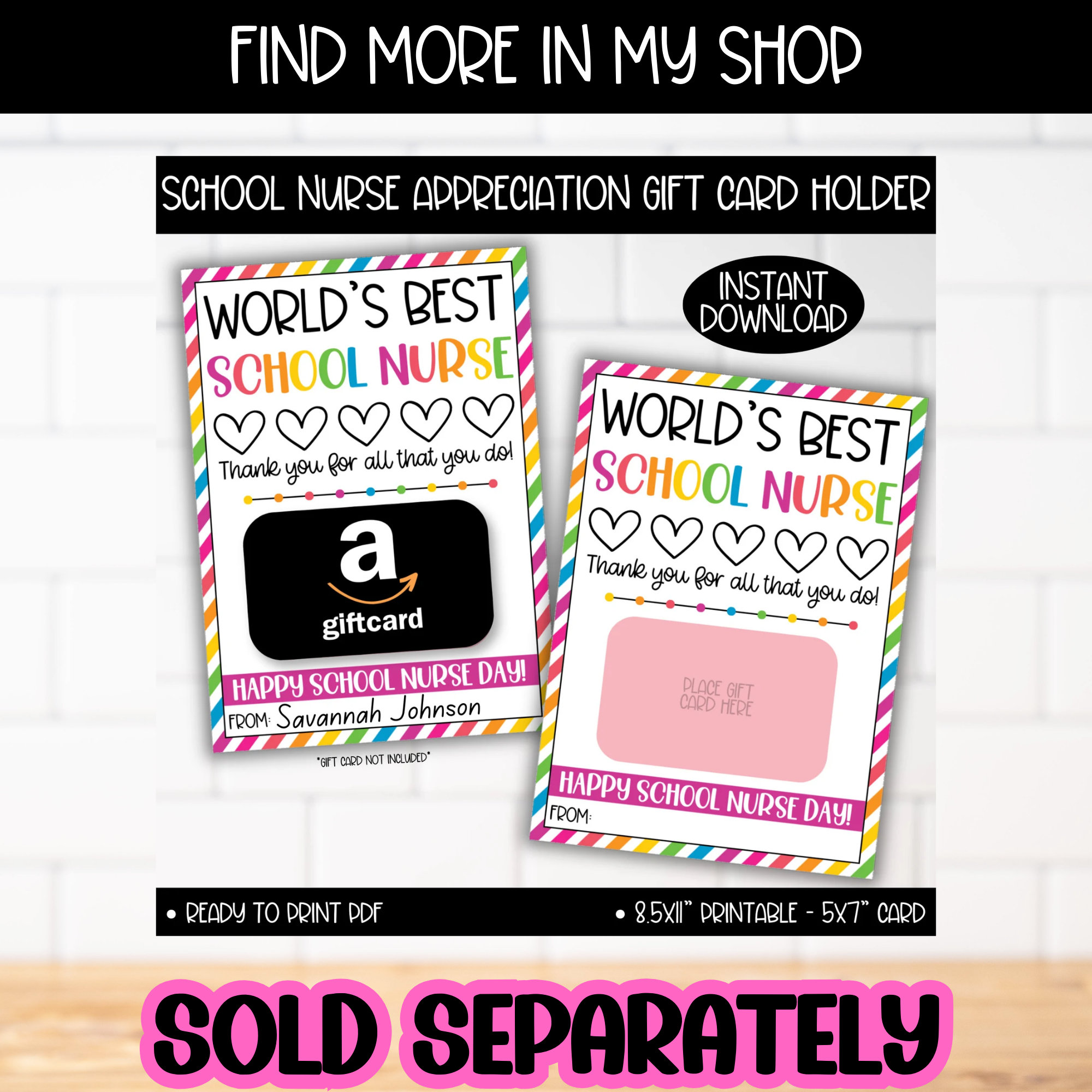 Nurse Staff Appreciation Week Gift Card Holder, School Nurses Coworker ...