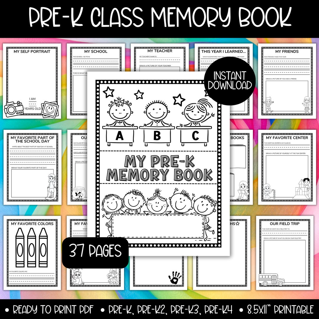 Pre-k Pre-k2 Pre-k3 End of Year Memory Book Printable, TK VPK Headstart ...