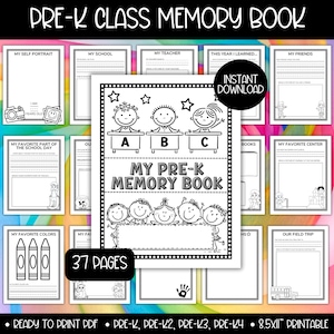 Pre-k Pre-k2 Pre-k3 End of Year Memory Book Printable, TK VPK Headstart ...