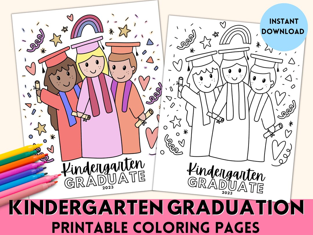 Kindergarten Graduation Coloring Pages Kindergarten Diploma - Etsy
