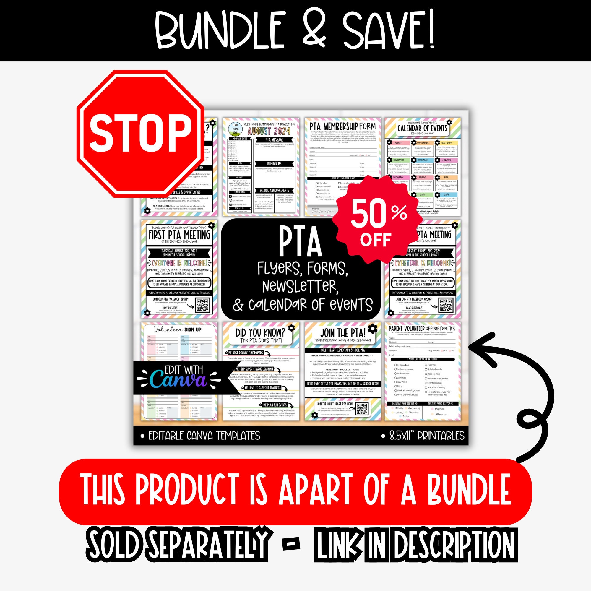 Editable PTA Newsletter Bundle Template, PTA Monthly School News Events ...