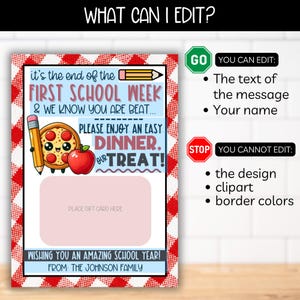 Teacher Dinner on Us Pizza Gift Card Holder, First Day School Dinner ...