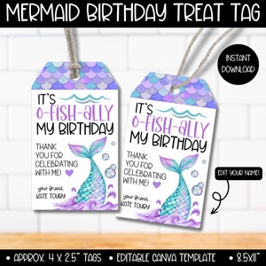 O-fish-ally Mermaid Birthday Party Treat Favor Tag - Etsy