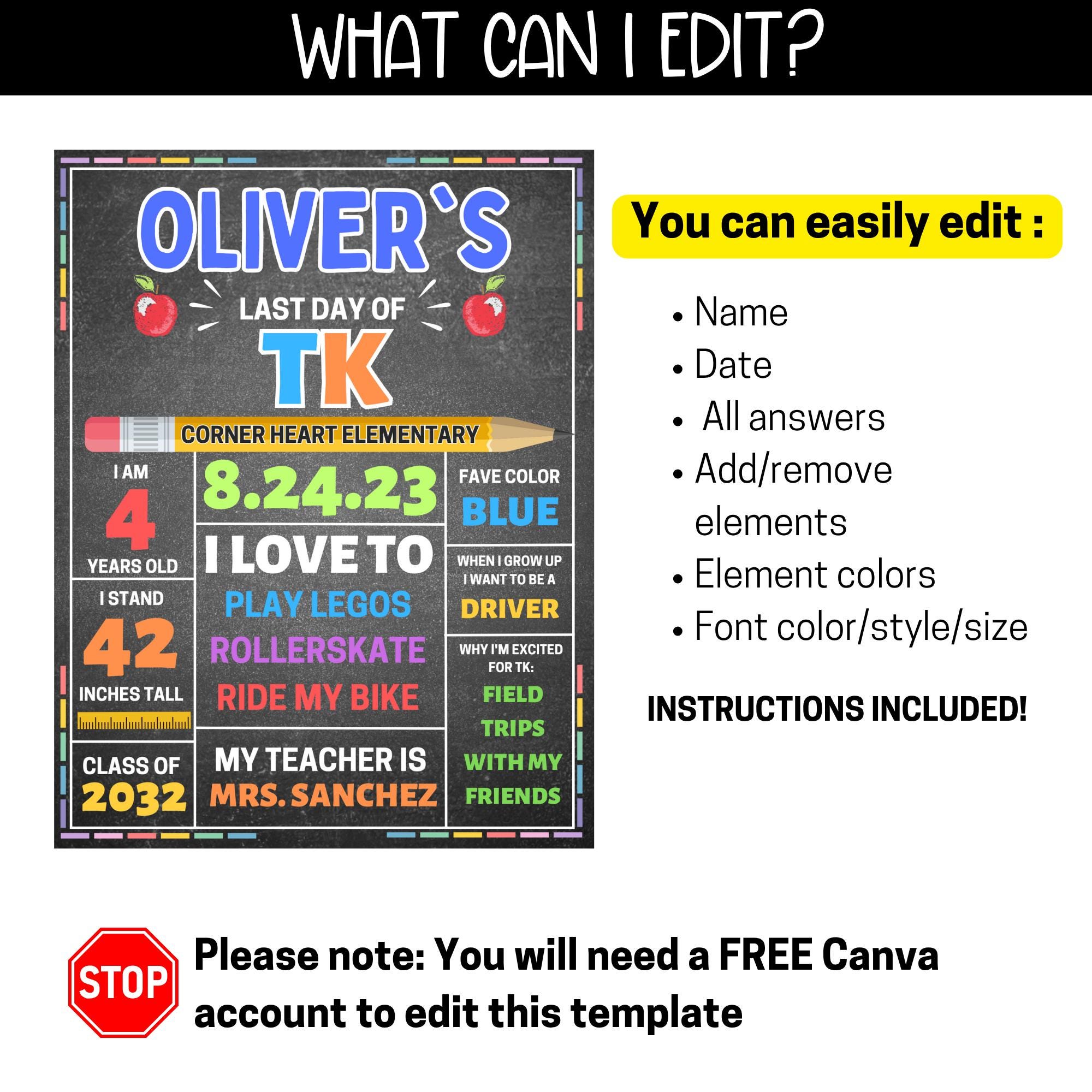 Editable First Day of TK Sign Bundle, Back to School TK Chalkboard ...