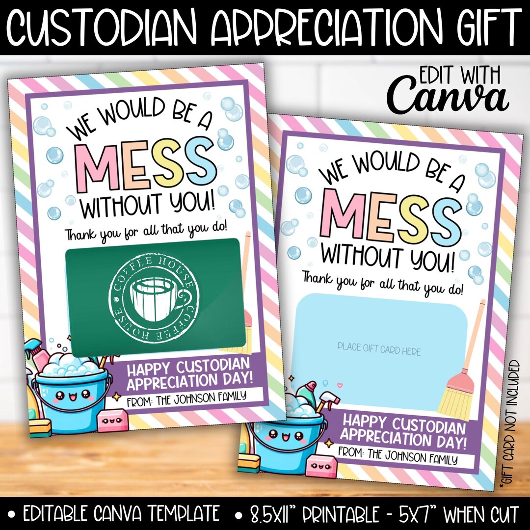 Custodians Appreciation Day Gift Card Holder, PTA PTO World's Best ...