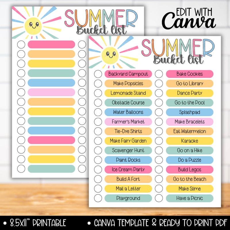 Summer Bucket List - Etsy