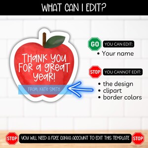 End of Year Teacher Staff Appreciation Apple Gift Tag, Last Day School ...