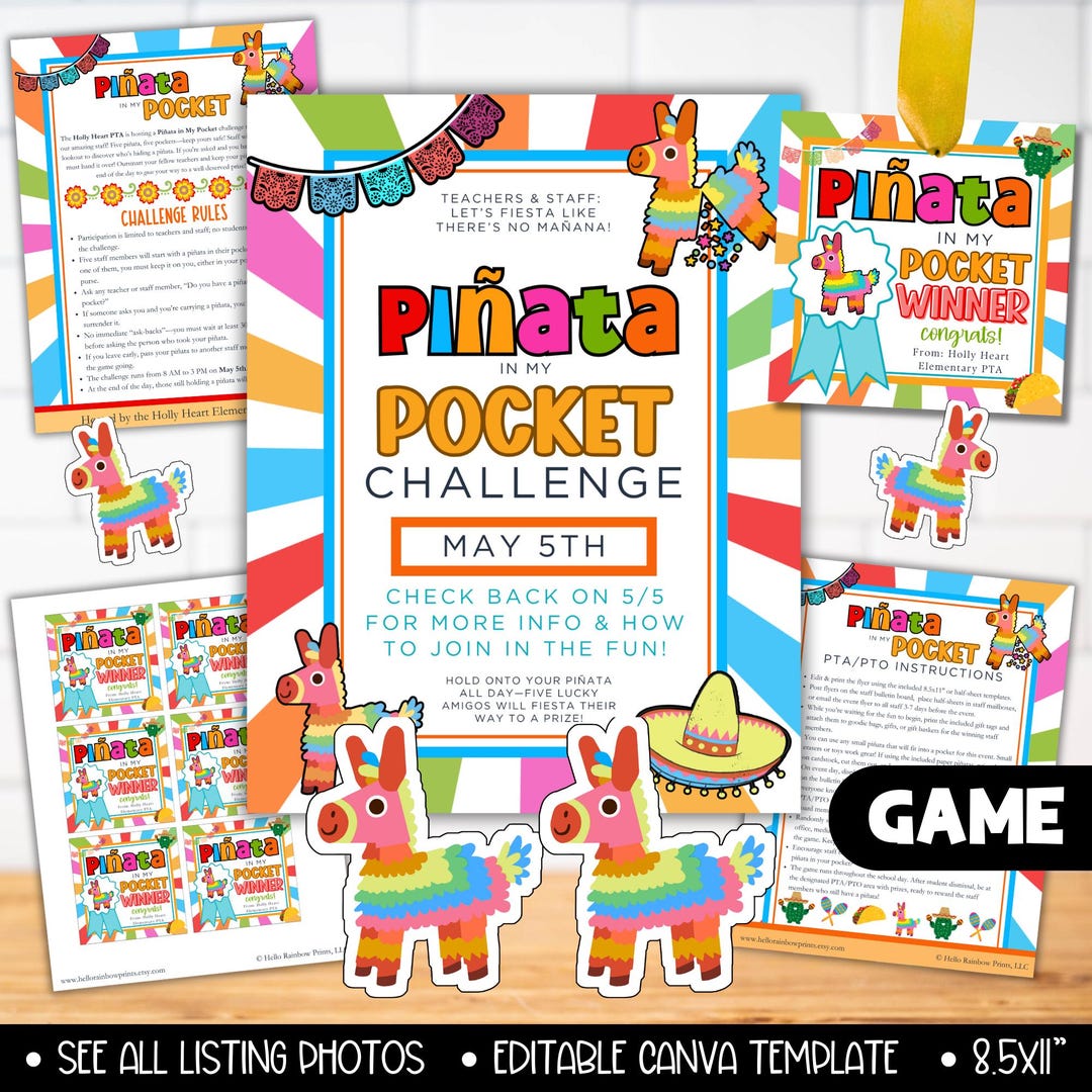 Fiesta Teacher Appreciation Game Flyer Bundle, Cinco De Mayo Piñata in ...