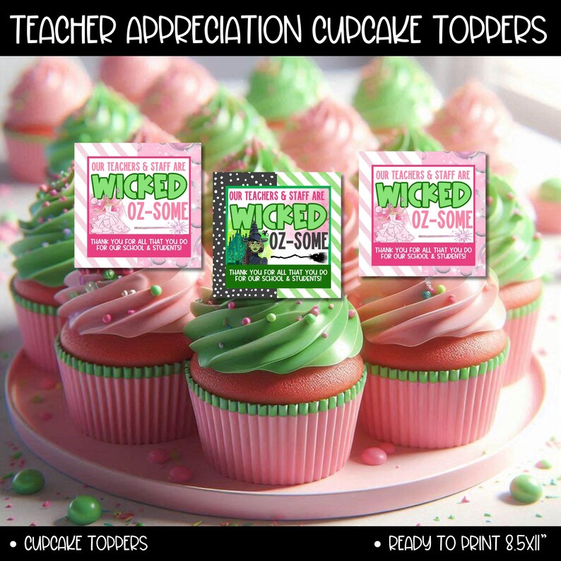 Wicked Teacher Appreciation Week Theme Cupcake Toppers, Wizard of Oz ...