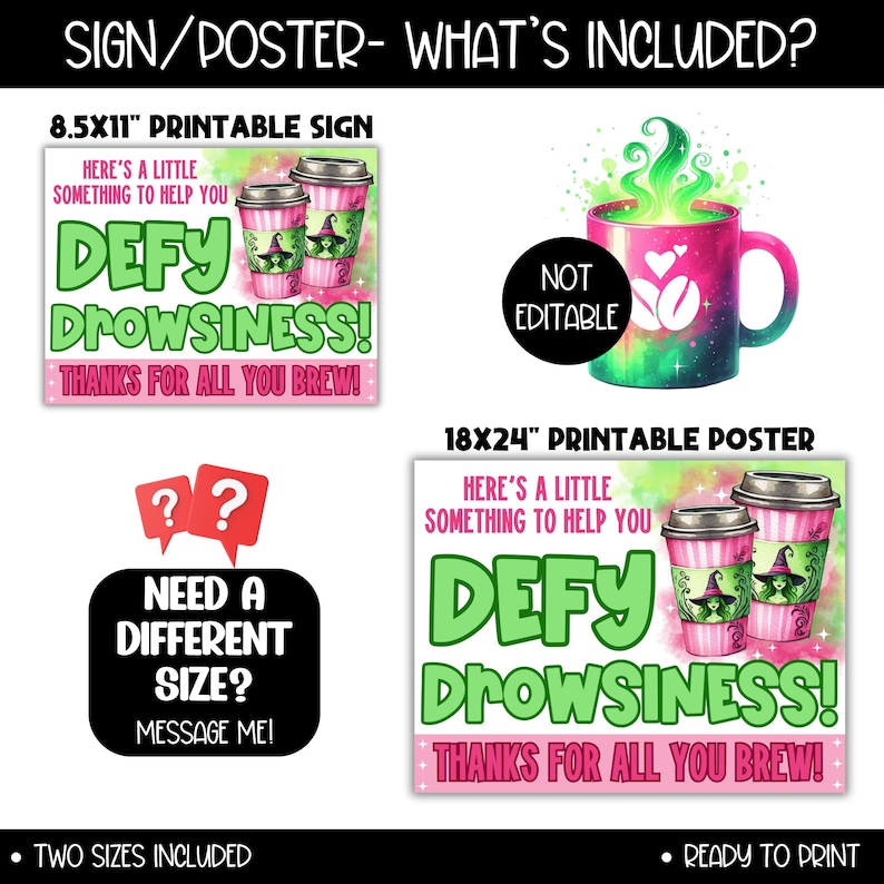 Staff Wicked Coffee Bar Cart Poster Appreciation Bundle, Teacher ...