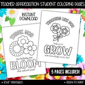 Flower Garden Teacher Staff Appreciation Student Coloring Activity ...