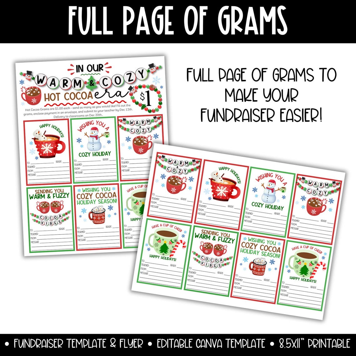 Hot Cocoa Era Gram Fundraiser Flyer Template, Candy Cane Grams ...