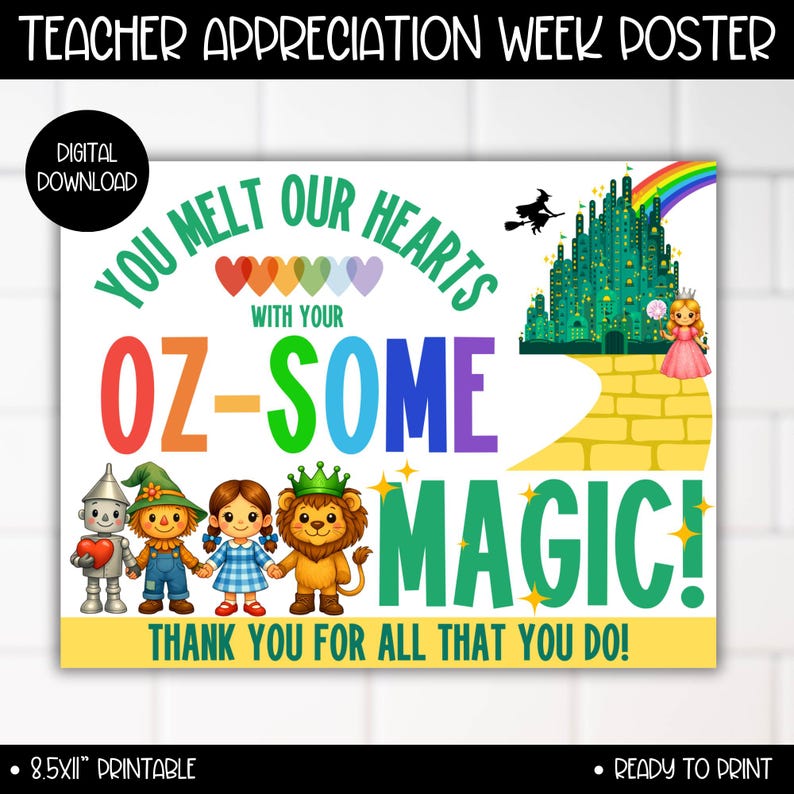 Wizard of Oz Teacher Staff Appreciation Week Poster Sign, Ice Cream ...