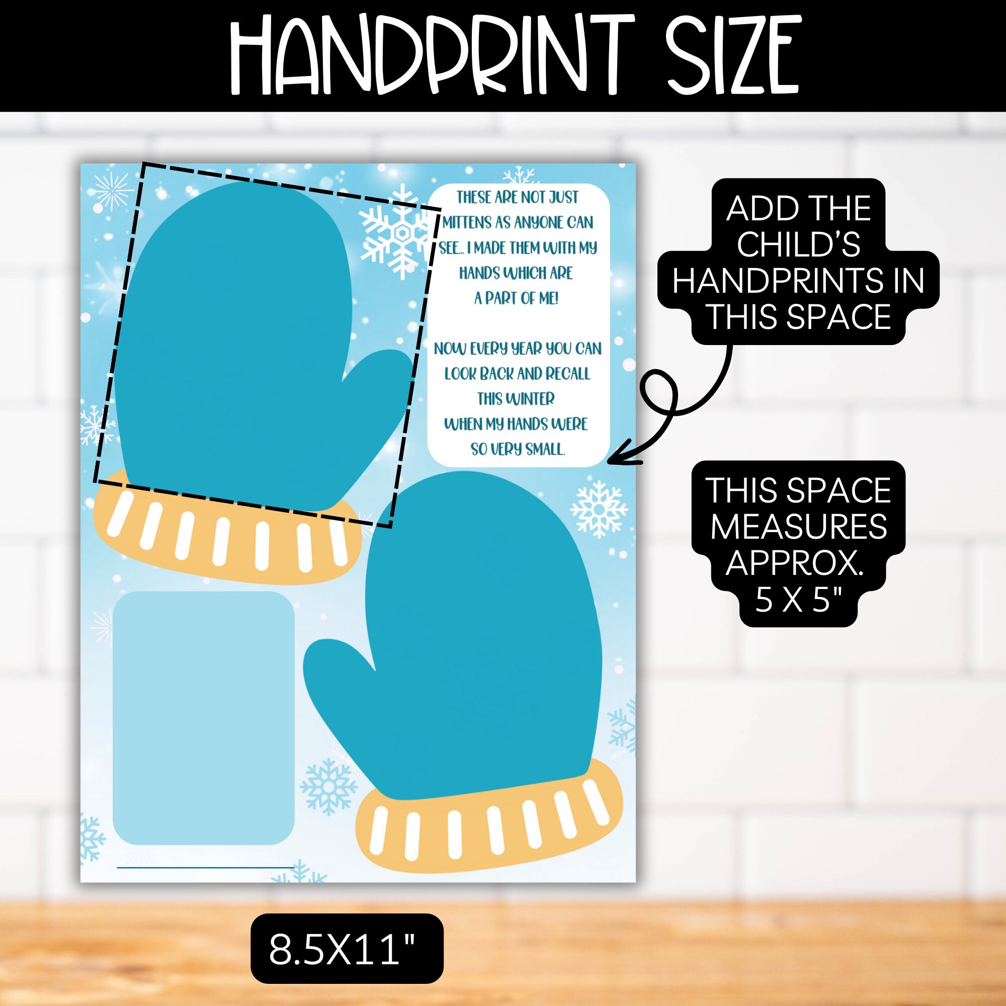Christmas Holiday Winter Mitten Handprint Poem Toddler Baby Printable ...