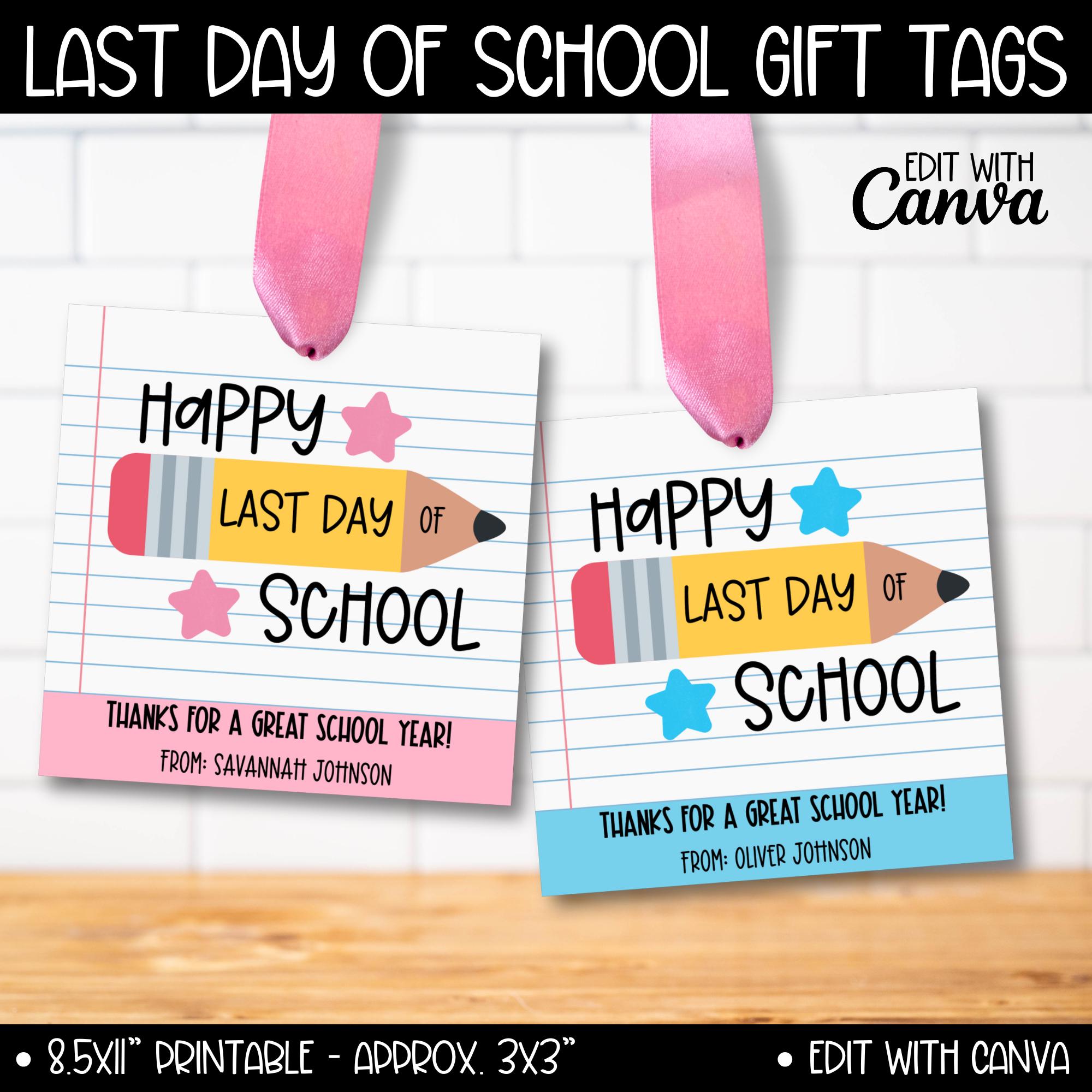 Last Day of School Teacher Staff Appreciation Pencil Gift Tag, Male ...