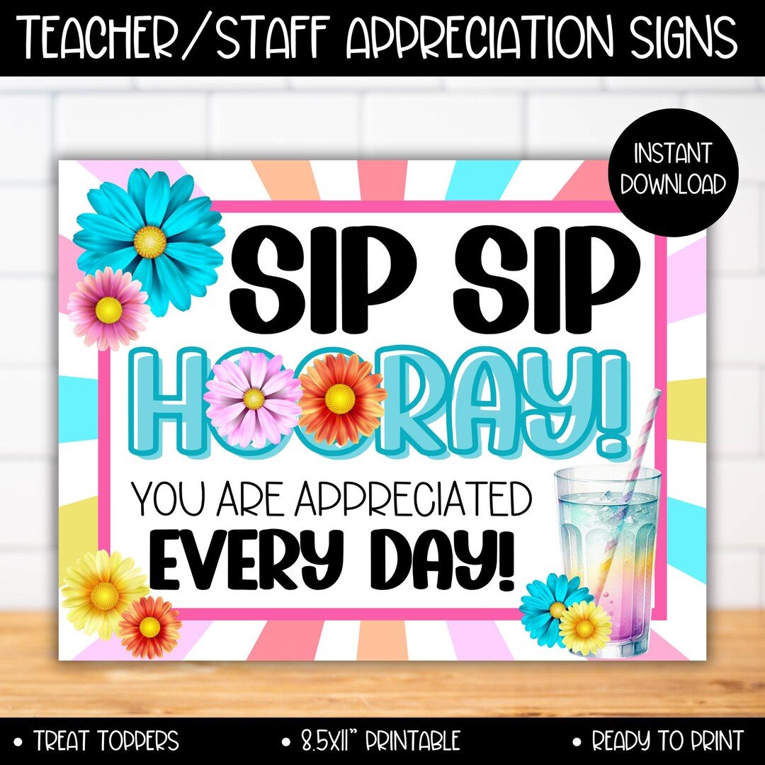 Bloom Flower Sip Sip Hooray Soda Water Bar Sign, Teacher Nurse ...
