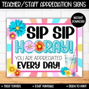 Bloom Flower Sip Sip Hooray Soda Water Bar Sign, Teacher Nurse ...