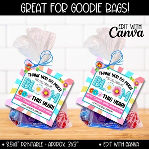 Flower Garden Teacher Staff Appreciation Week Editable Gift Tag ...