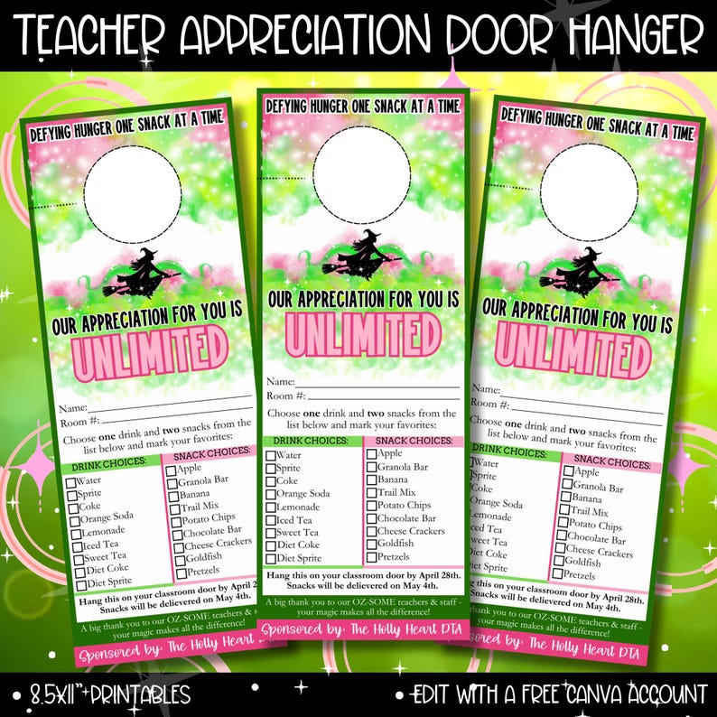 Wicked Teacher Staff Appreciation Week Theme Snack Food Door Hanger ...