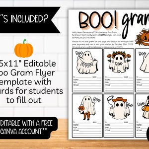 PTA PTO Spooky Boo Gram Fundraiser Flyer Template, School Fundraiser ...