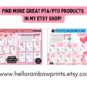 PTA PTO Valentine's Day Candy Gram School Fundraiser Flyer Template ...