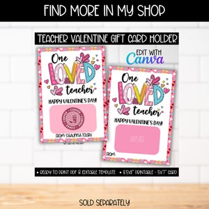 Valentine's Day Teacher Coffee Gift Card Holder Pink Red Card Tag ...