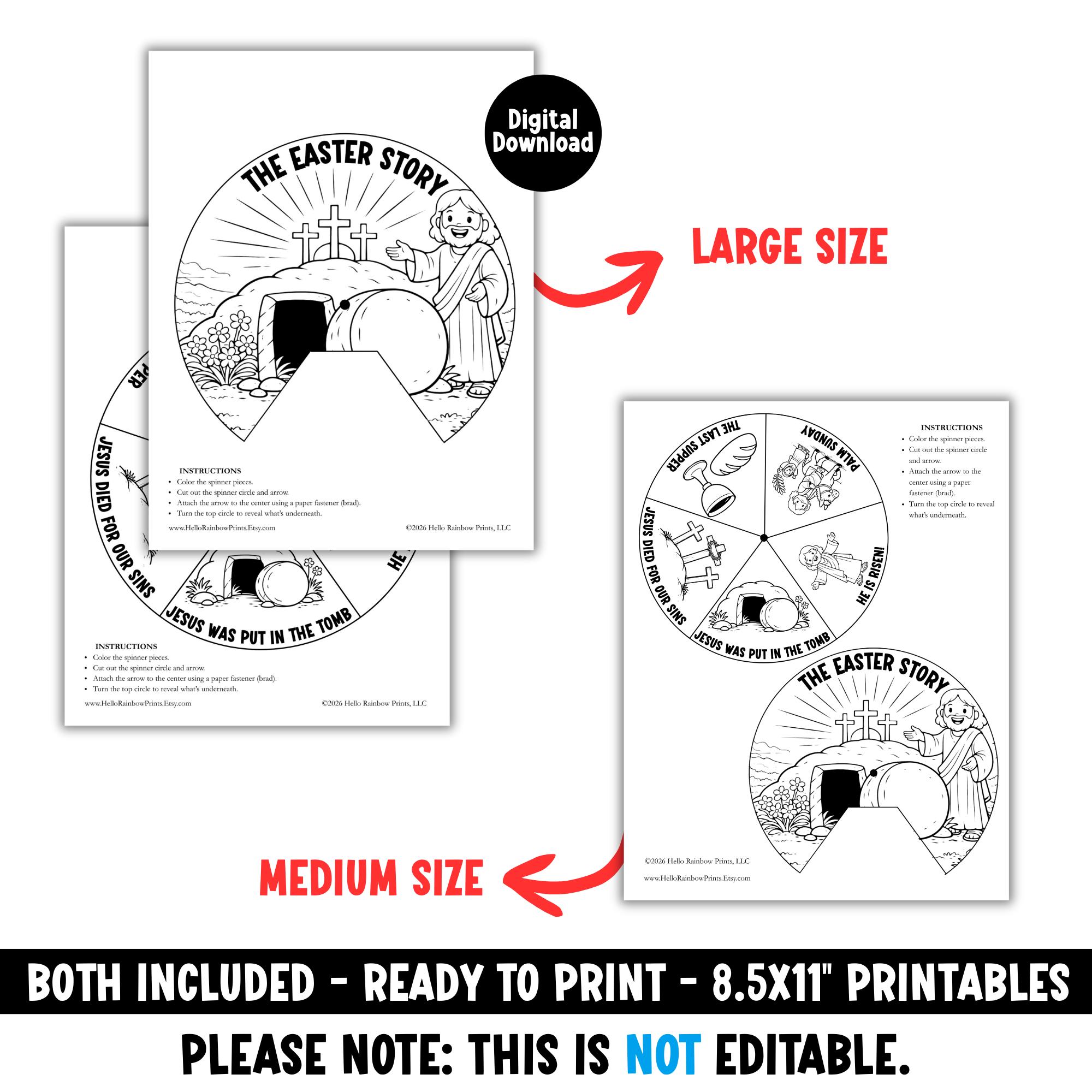 Easter Story Spinner Craft Printable, Bible Faith-based Activity Wheel ...