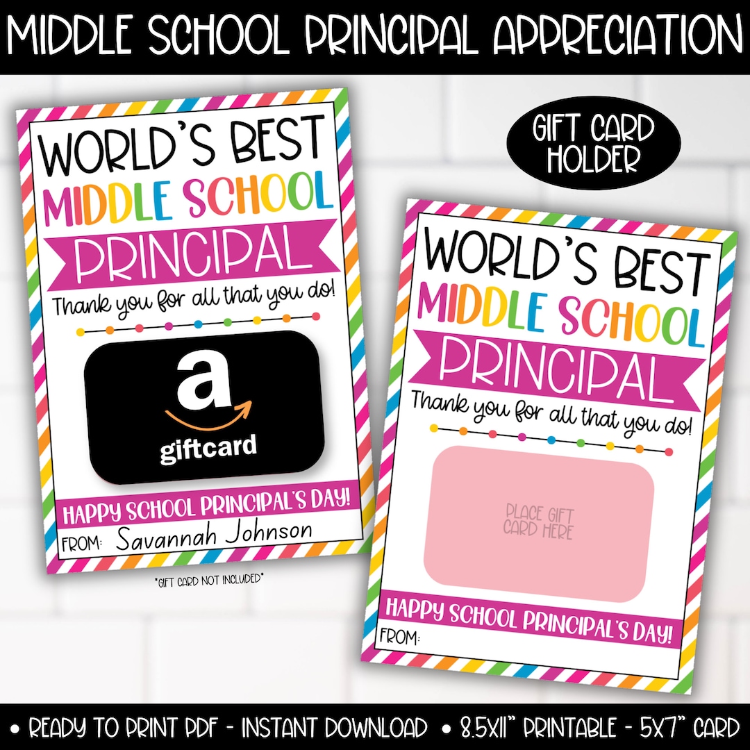 Best Middle School Principal Day Gift Card Holder, School Principal ...