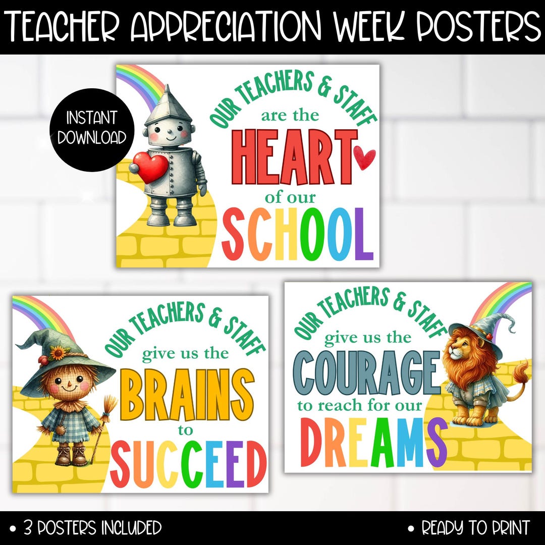 Wizard of Oz Teacher Appreciation Week Theme Poster Sign, Oz Staff ...