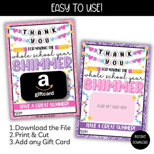 Teacher End of School Year Gift Card Holder, Pop Star Theme Teacher ...
