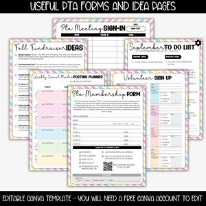 Editable PTA President Planner Canva BUNDLE, Membership Forms ...