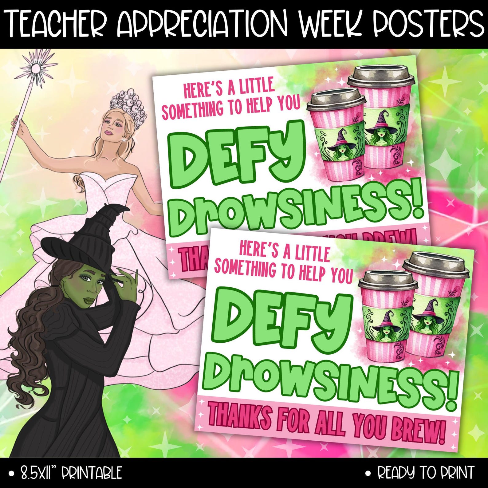 Wicked Coffee Bar Teacher Employee Staff Appreciation Week Theme Poster ...