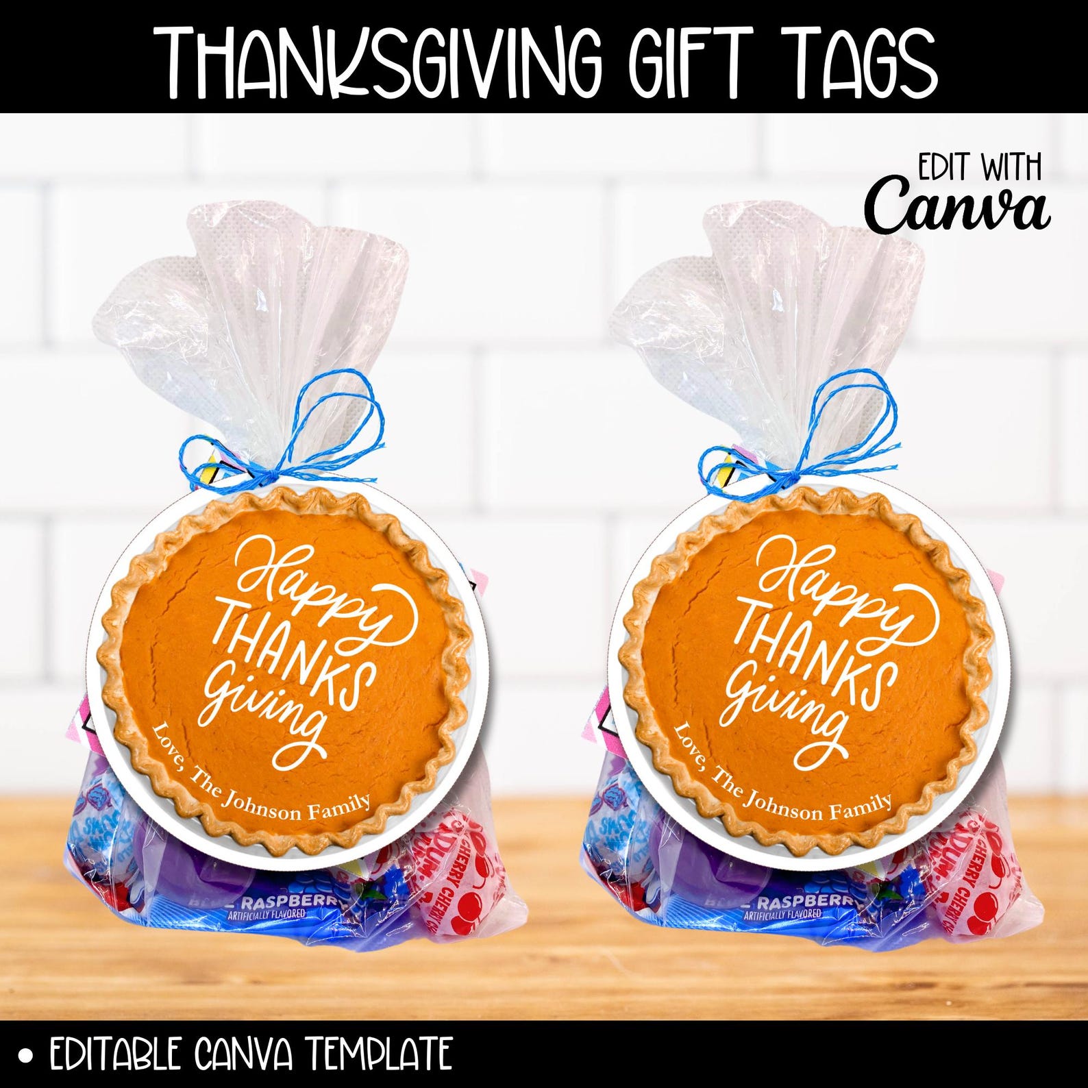 Editable Thanksgiving Round Gift Tags for Kids Teachers Employees ...