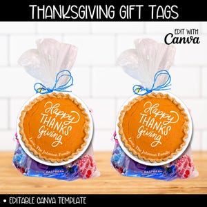 Editable Thanksgiving Round Gift Tags for Kids Teachers Employees ...