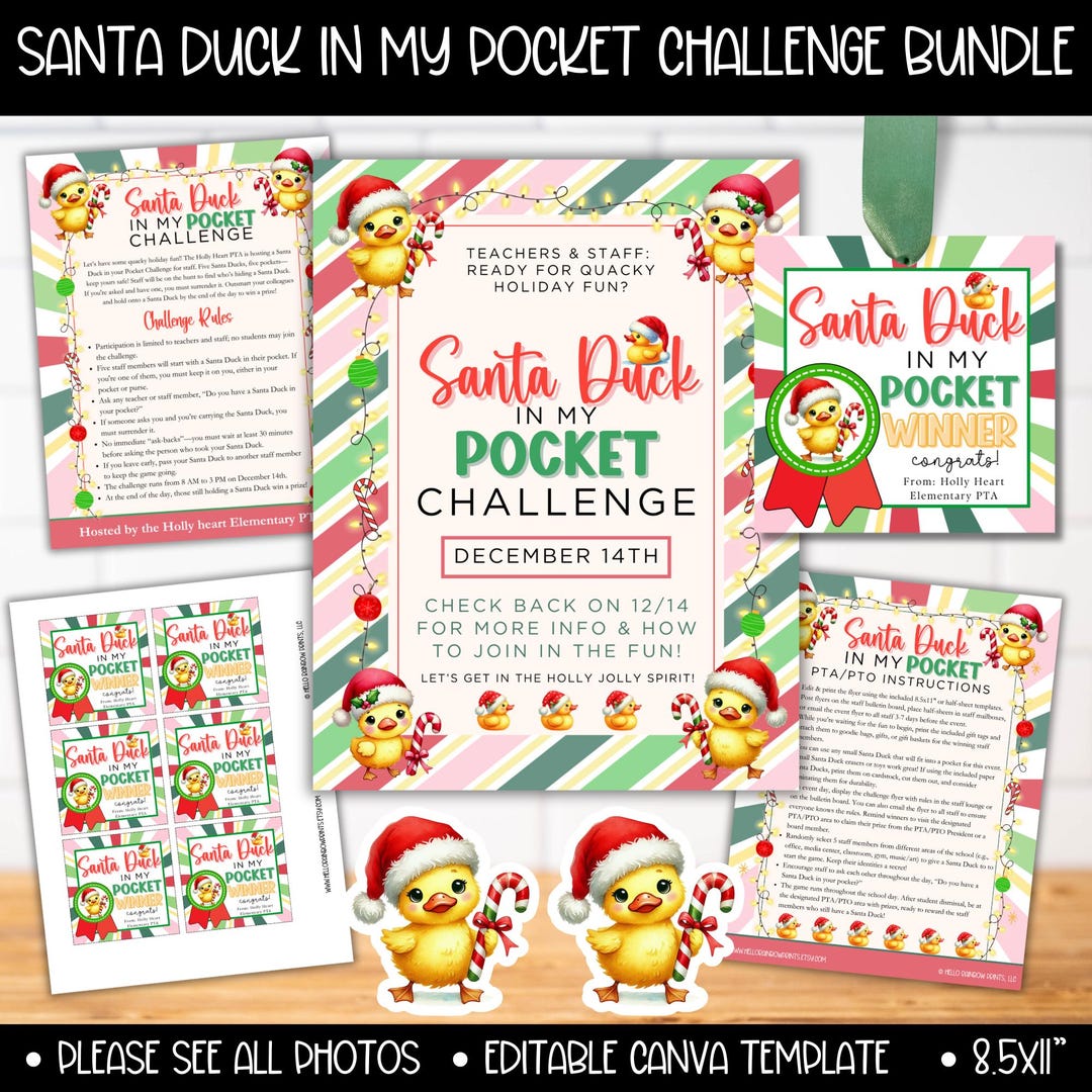 Holiday Christmas Teacher Appreciation Flyer Template, Santa Duck in ...