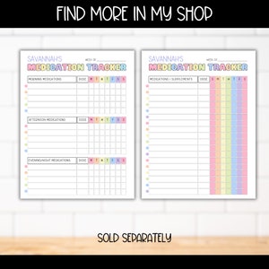 Medication Supplement List Tracker Log Chart Printable Template ...