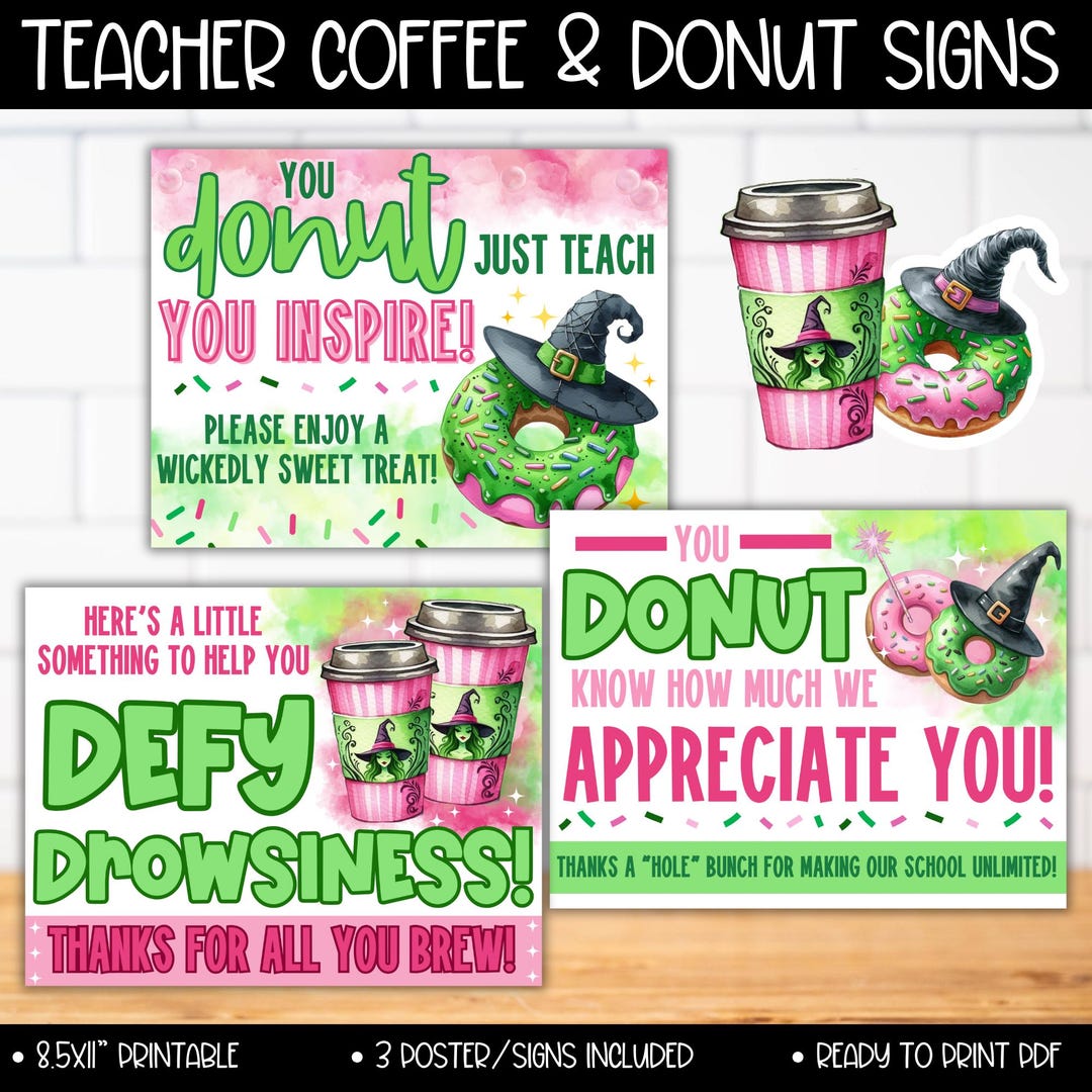 Wicked Coffee Donut Breakfast Bar Poster Bundle, Teacher Staff ...