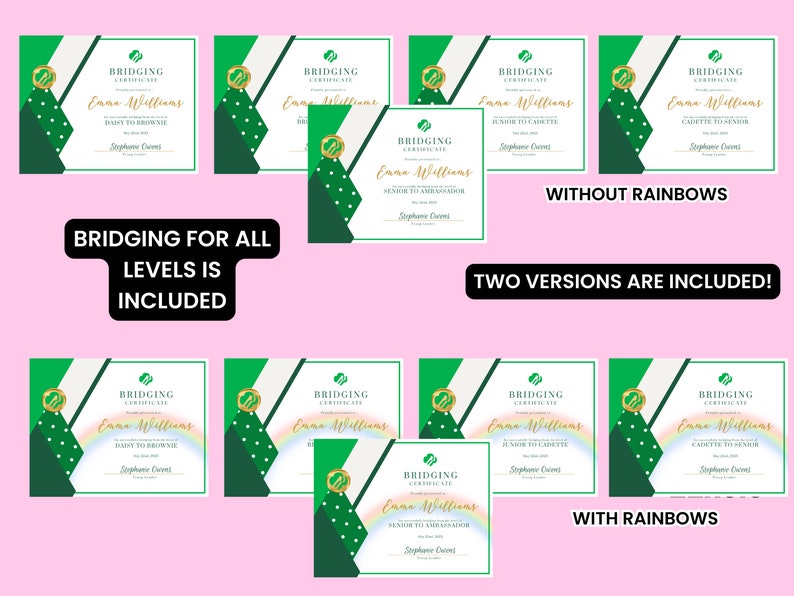 Girl Scout Bridging Certificates All Levels Girl Scout - Etsy
