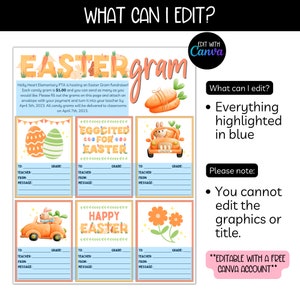 PTA PTO Easter Candy Grams Template Fundraiser, Bunny Grams, Spring ...