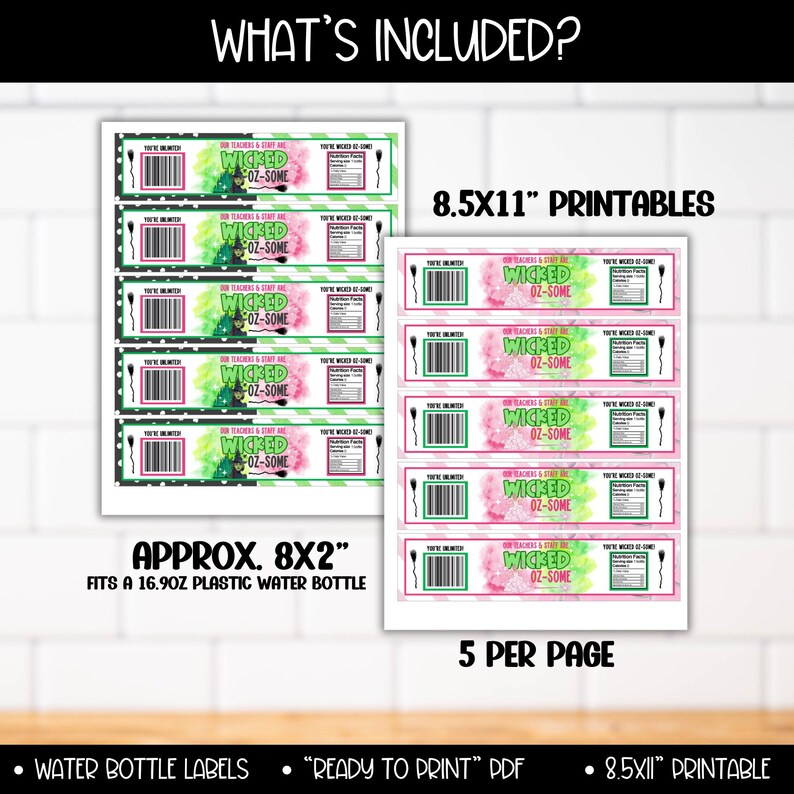 Wicked Teacher Appreciation Week Theme Water Bottle Labels, Wizard of ...