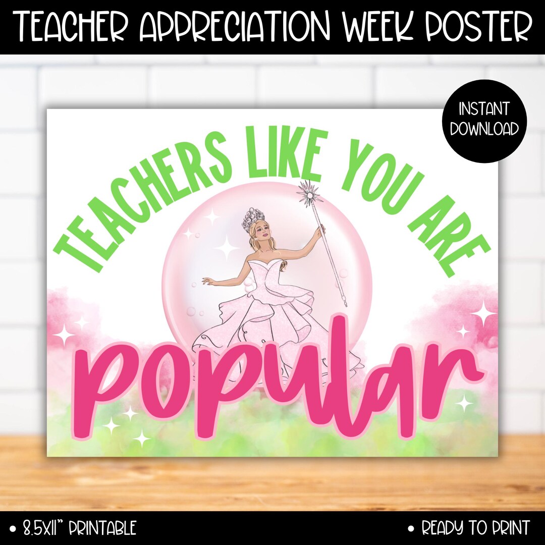 Wicked Teacher Appreciation Week Popular Theme Poster Sign, Wizard of ...