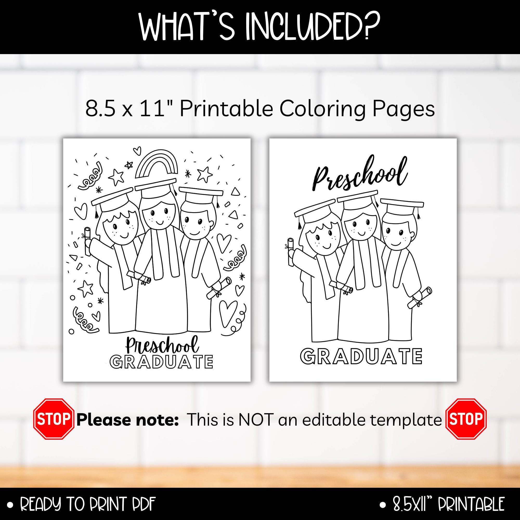 Preschool Graduation Coloring Page Activity Printable Craft, Prek TK ...