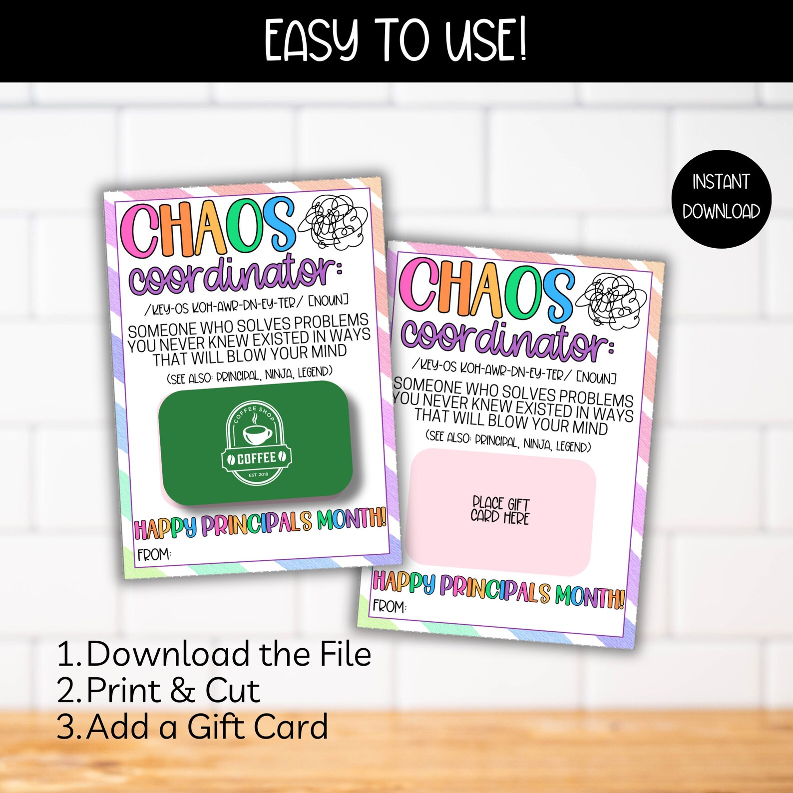 Principals Month Chaos Coordinator Gift Card Holder, Principal Month ...