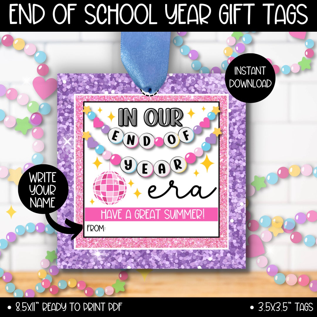 End of School Year Era Gift Tags, Taylor Swift Shimmer Class Treat Tag ...